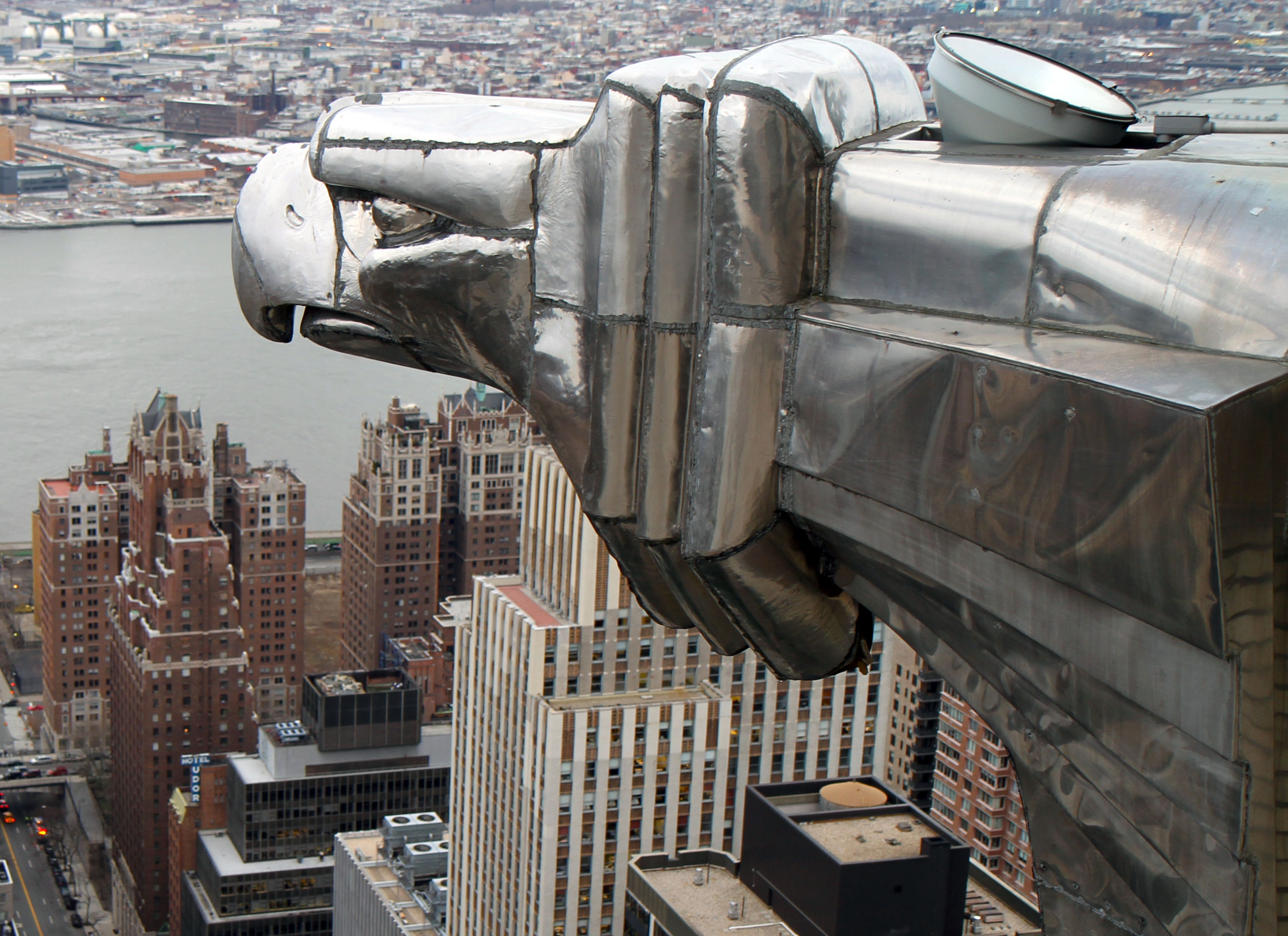 One of the eight eagles looking out over New York from the 61st floor ...